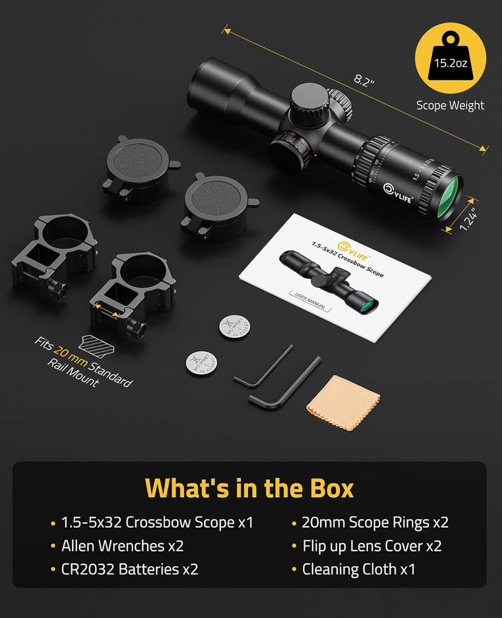 CVLIFE JackalHowl 1.5-5x32 Crossbow Scope - Global