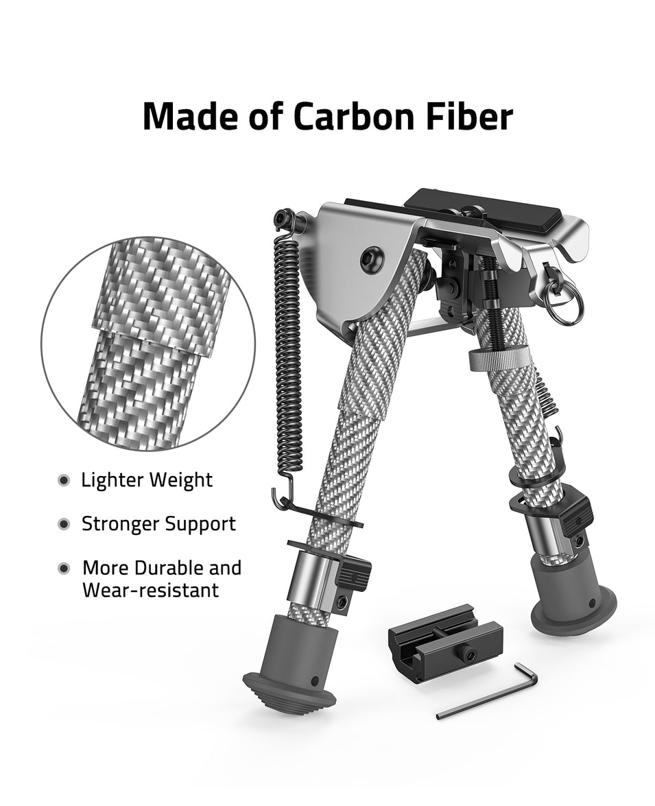 Cvlife 6-9 Inches Carbon Fiber Silver Bipod Picatinny Bipod with Adapt ...