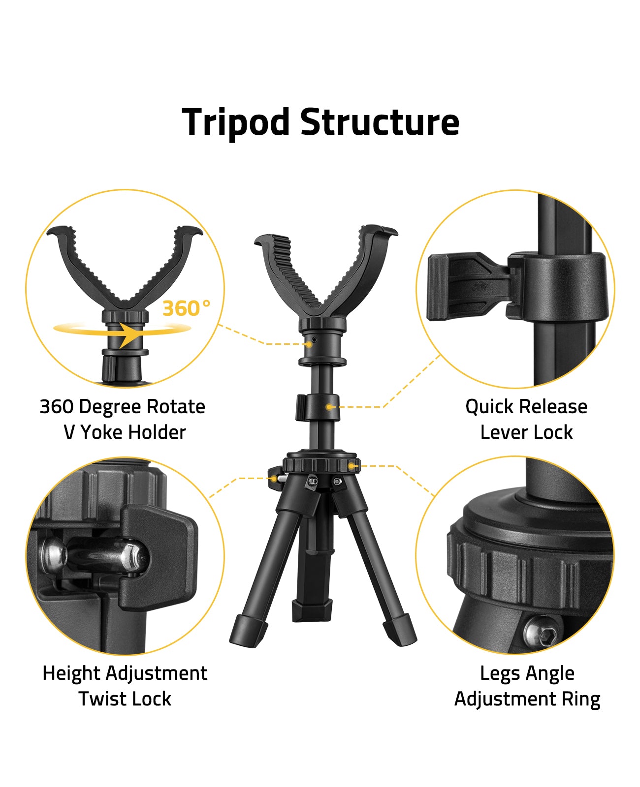 CVLIFE Shooting Rest Tripod Durable Adjustable Height Rifle Shooting T