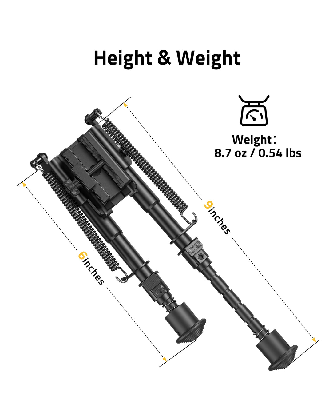 CVLIFE 6-9 Inches Picatinny Bipod with 360 Degree Swivel Bipod - Globa