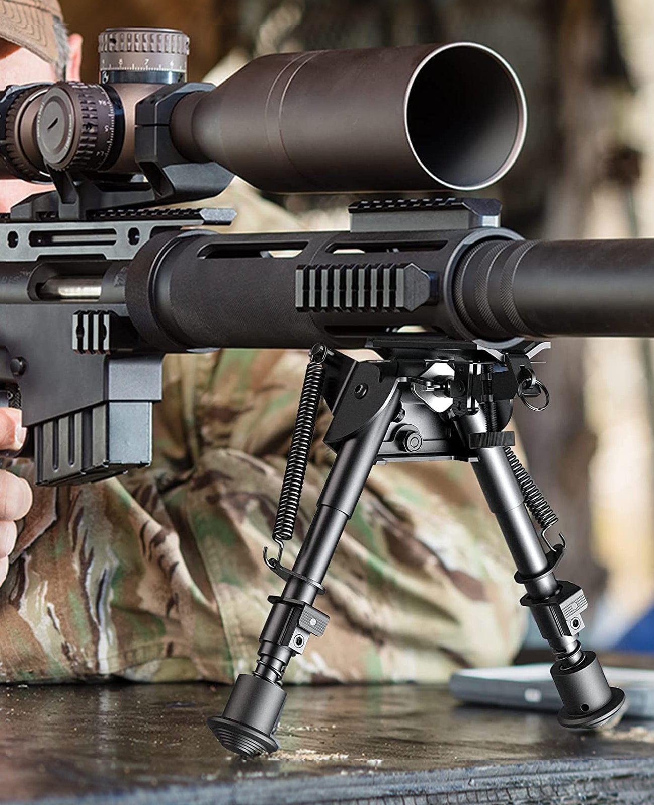 CVLIFE Rifle Bipod Pivot Tilt Bipod with Swivel-Stud & Detachable S Lo