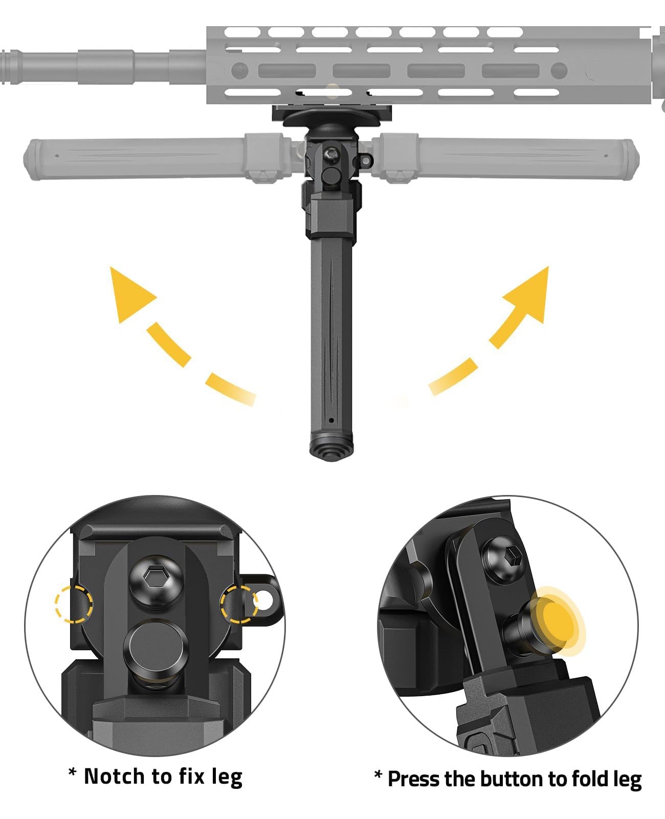 CVLIFE Adjustable Rifle Bipod with Adapter Compatible with Mlok Bipod