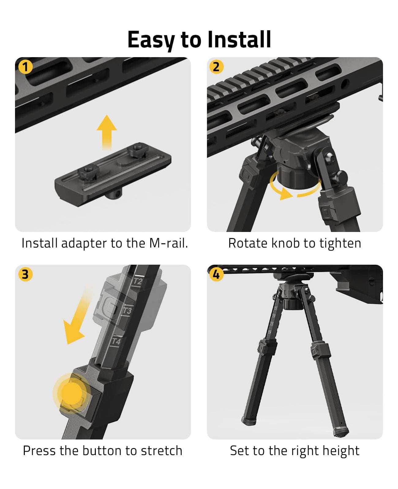 CVLIFE Adjustable Rifle Bipod with Adapter Compatible with Mlok Bipod