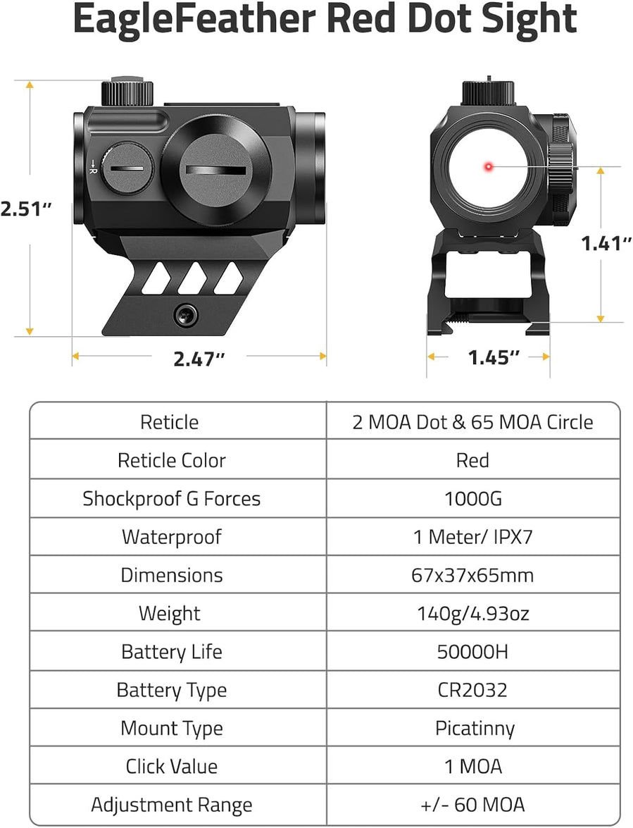 CVLIFE EagleFeather Multiple Reticle Red Dot Sight - Global