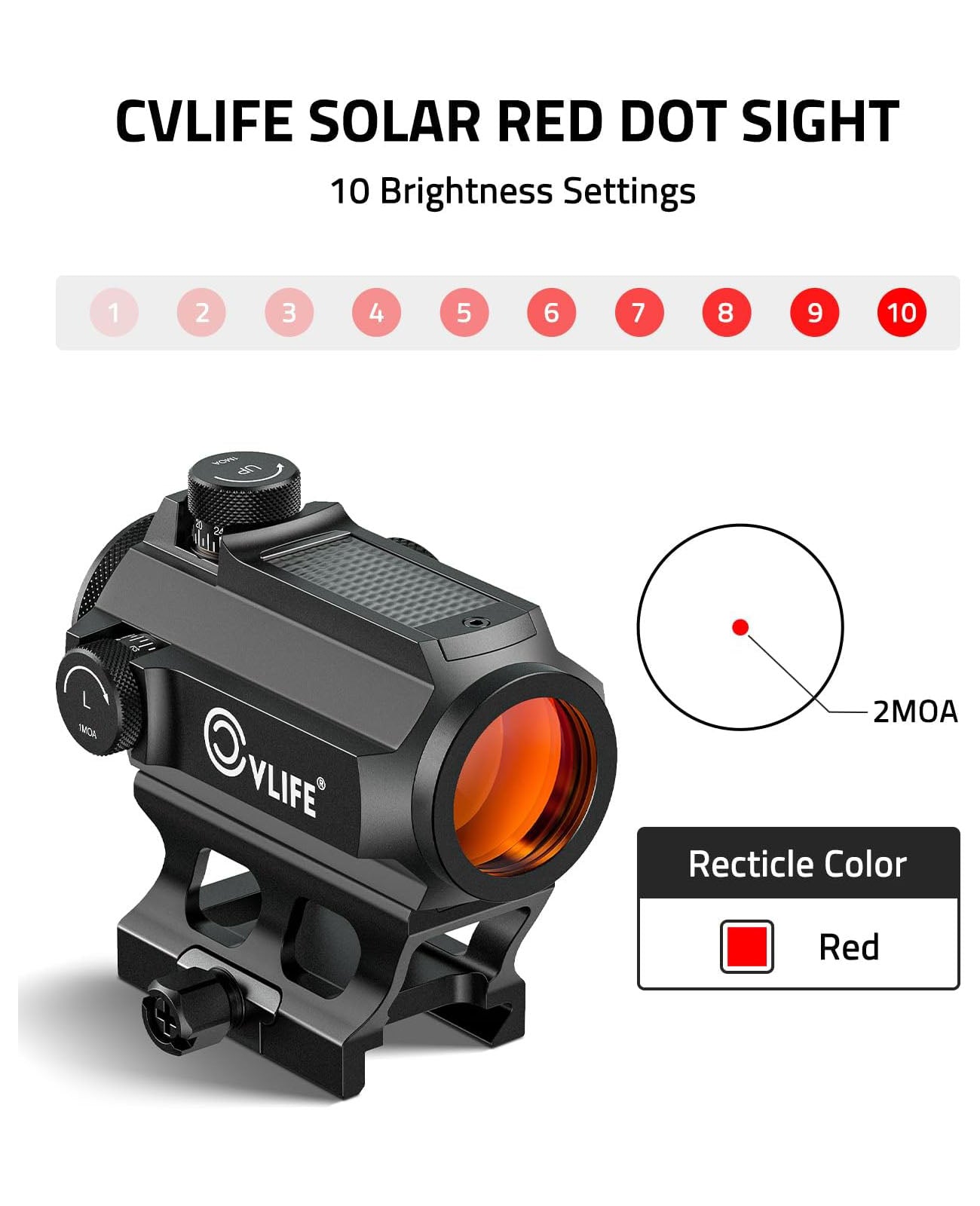 CVLIFE EagleFeather Solar Red Dot Sight 2 MOA Shake to Awake Solar Sig