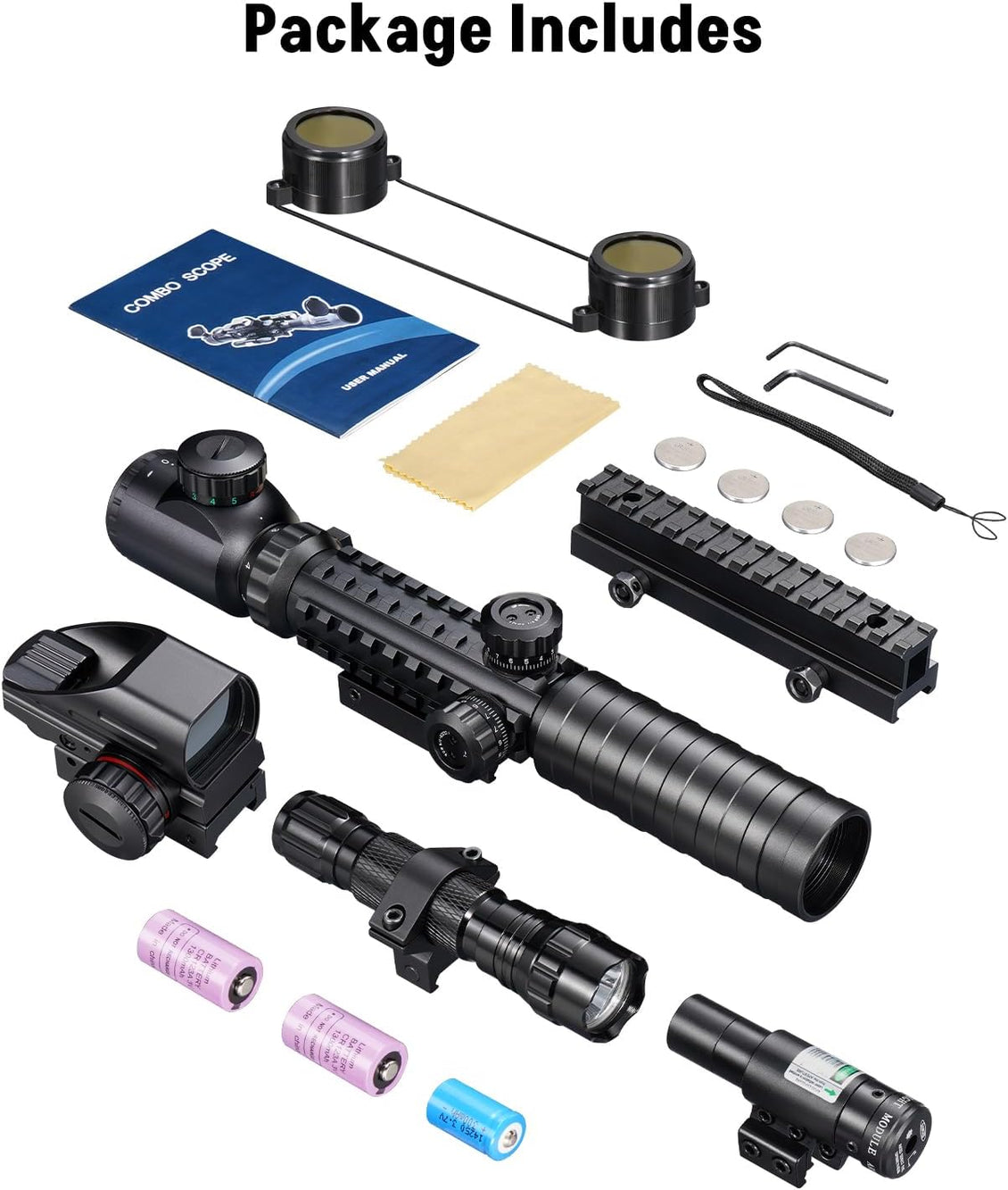 CVLIFE EagleTalon 3-9x32 5-in-1 Scope Combo with Dual Illuminated Rang
