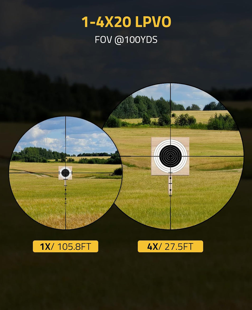 CVLIFE JackalHowl 1-4x20 LPVO Rifle Scope with Cantilever Mount - Glob