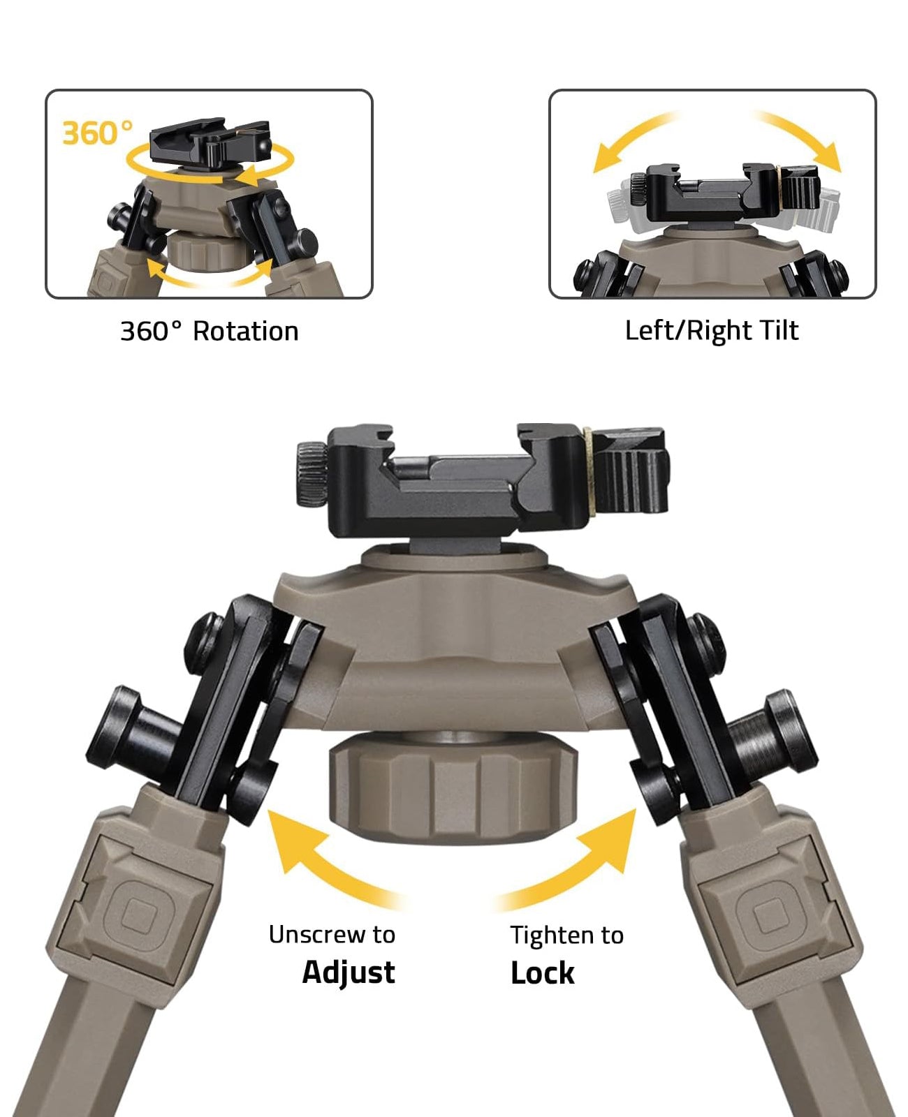 CVLIFE Quick Release Bipod Swivel Tilt Picatinny Bipod - Global