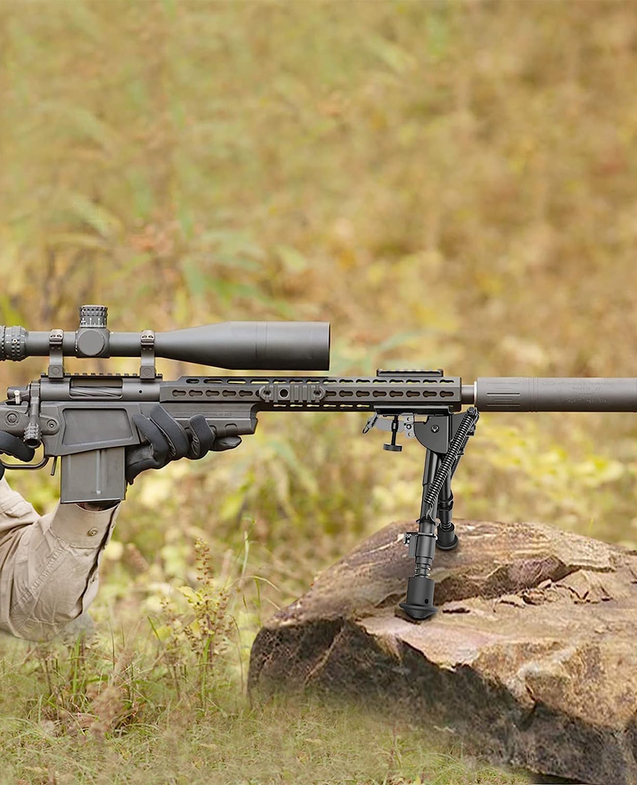 CVLIFE Rifle Bipod Pivot Tilt Bipod with Swivel-Stud