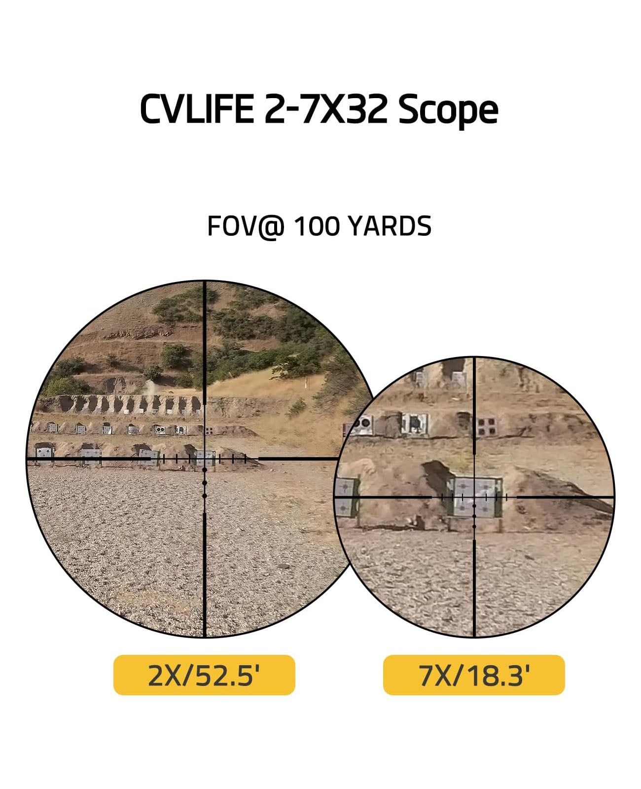 CVLIFE JackalHowl 2-7x32 Scope BDC Reticle Optics with 20mm Scope Ring