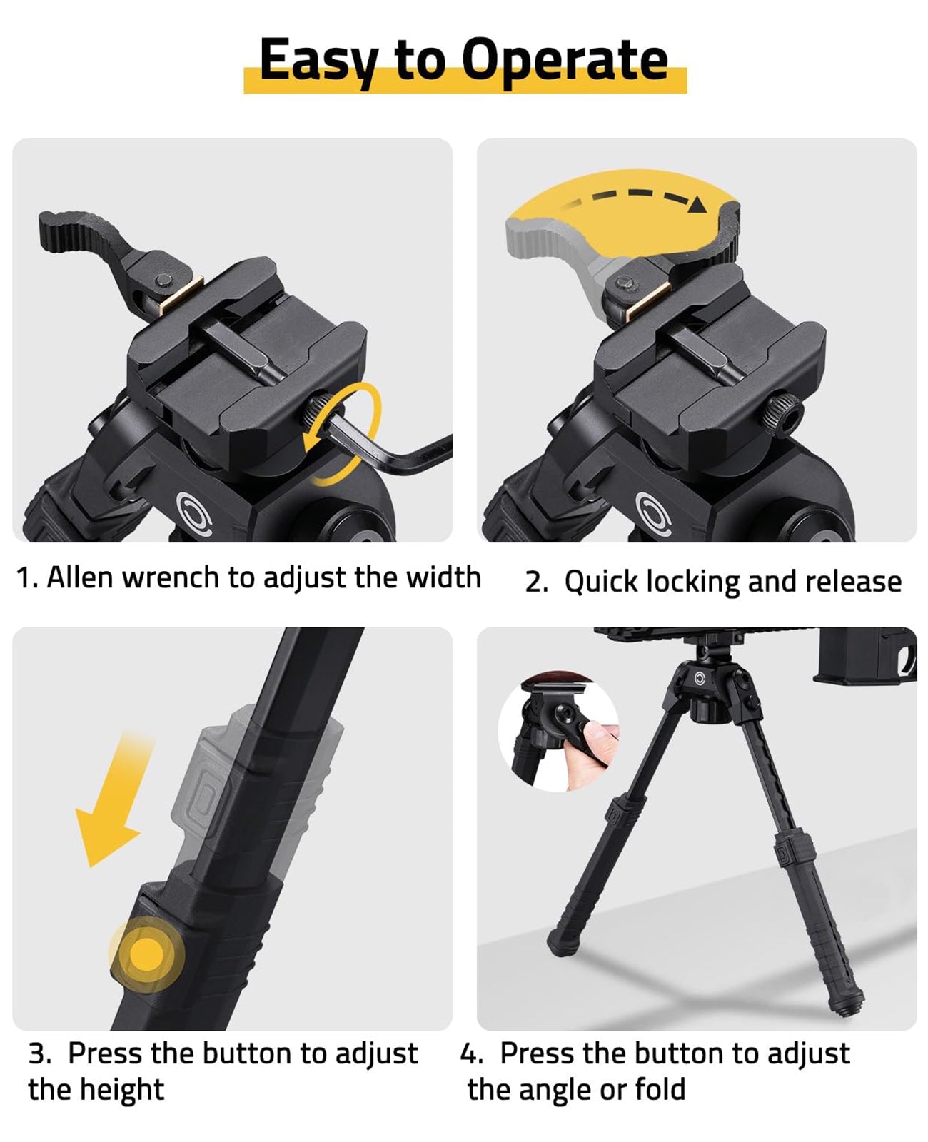 CVLIFE Tactical Rifle Bipod Quick Release Picatinny Bipod