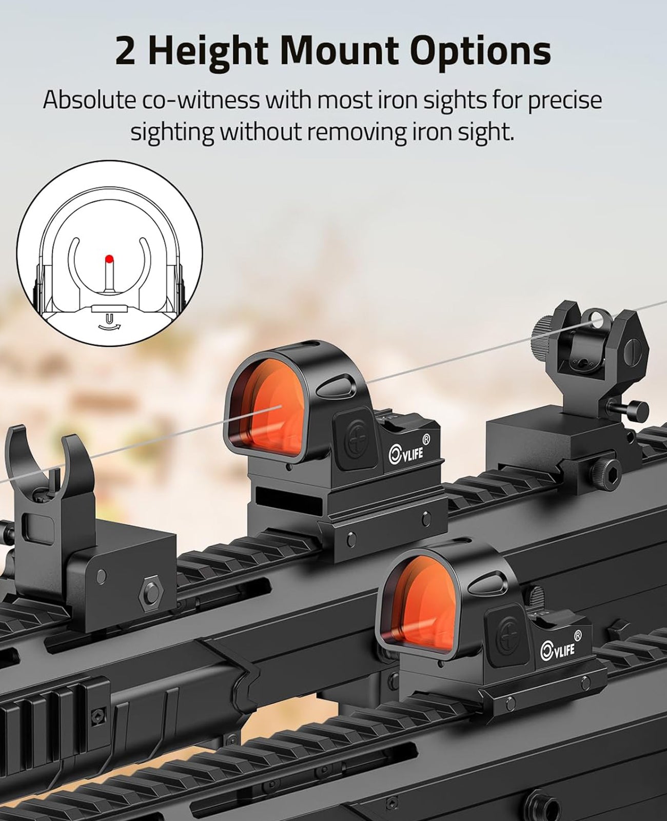 CVLIFE WolfCovert Auto-Brightness Multi Reticle Red Dot Sight for RMR