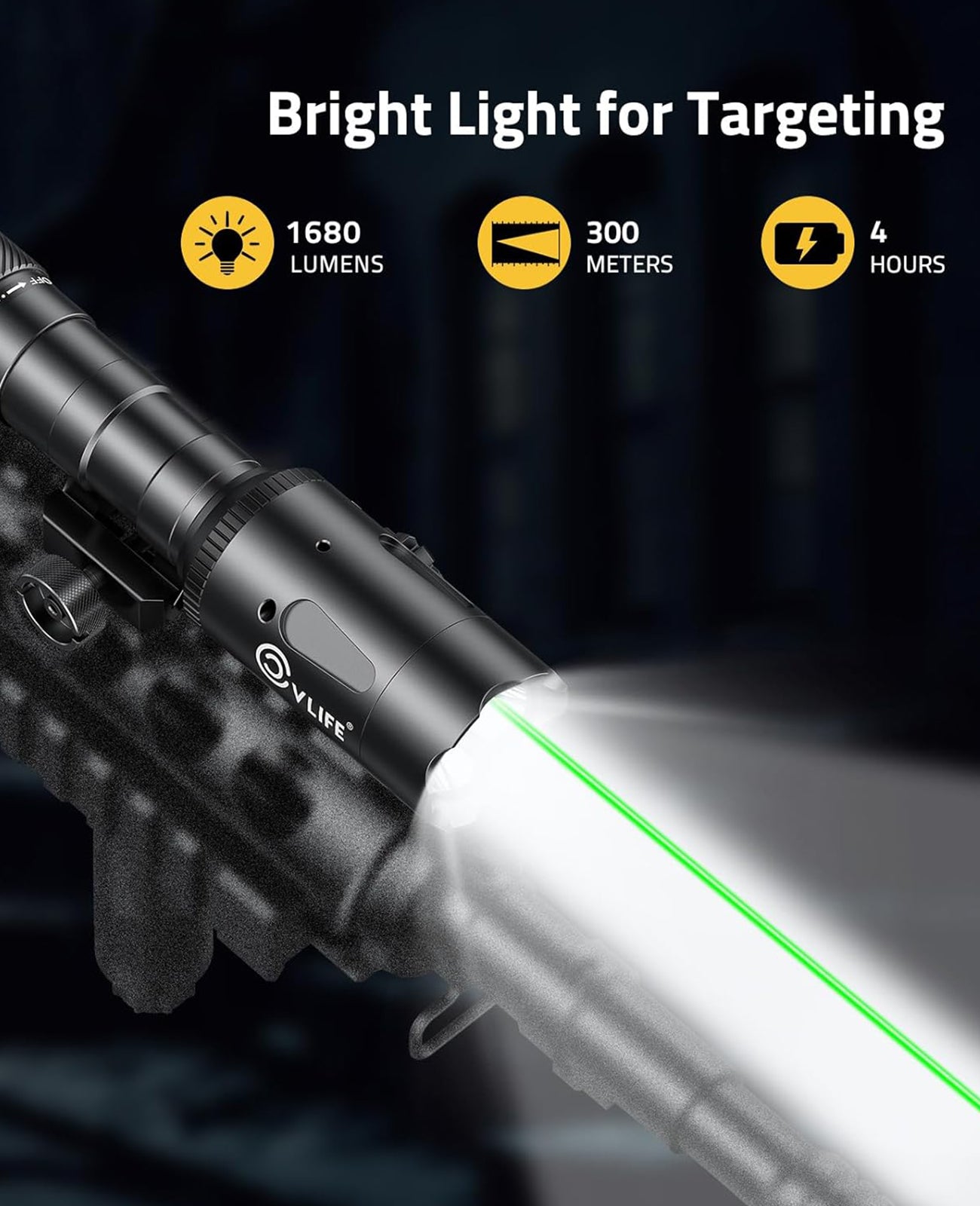 CVLIFE 1680 Lumens Laser Light Combo Flashlight