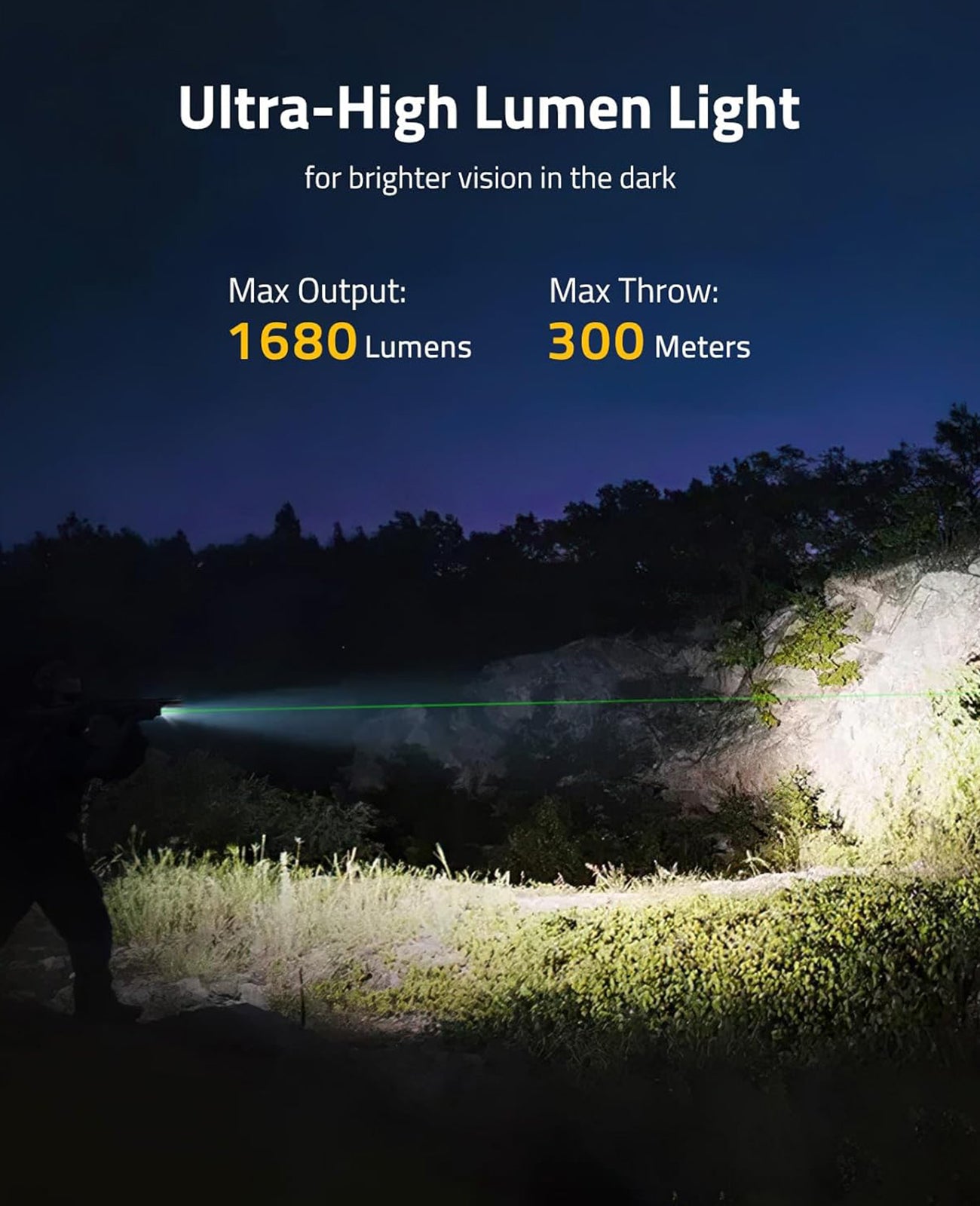 CVLIFE 1680 Lumens Laser Light Combo Flashlight