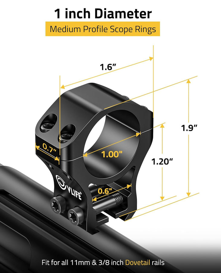 CVLIFE 1 inch Dovetail Scope Rings Mount for 3/8 inch or 11mm Dovetail