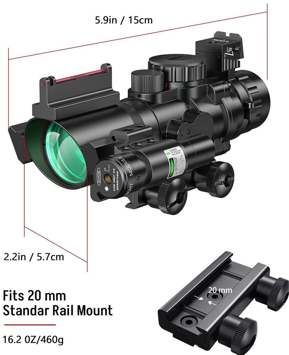 CVLIFE JackalHowl 4x32 Prism Rifle Scope Red & Green & Blue Illuminate