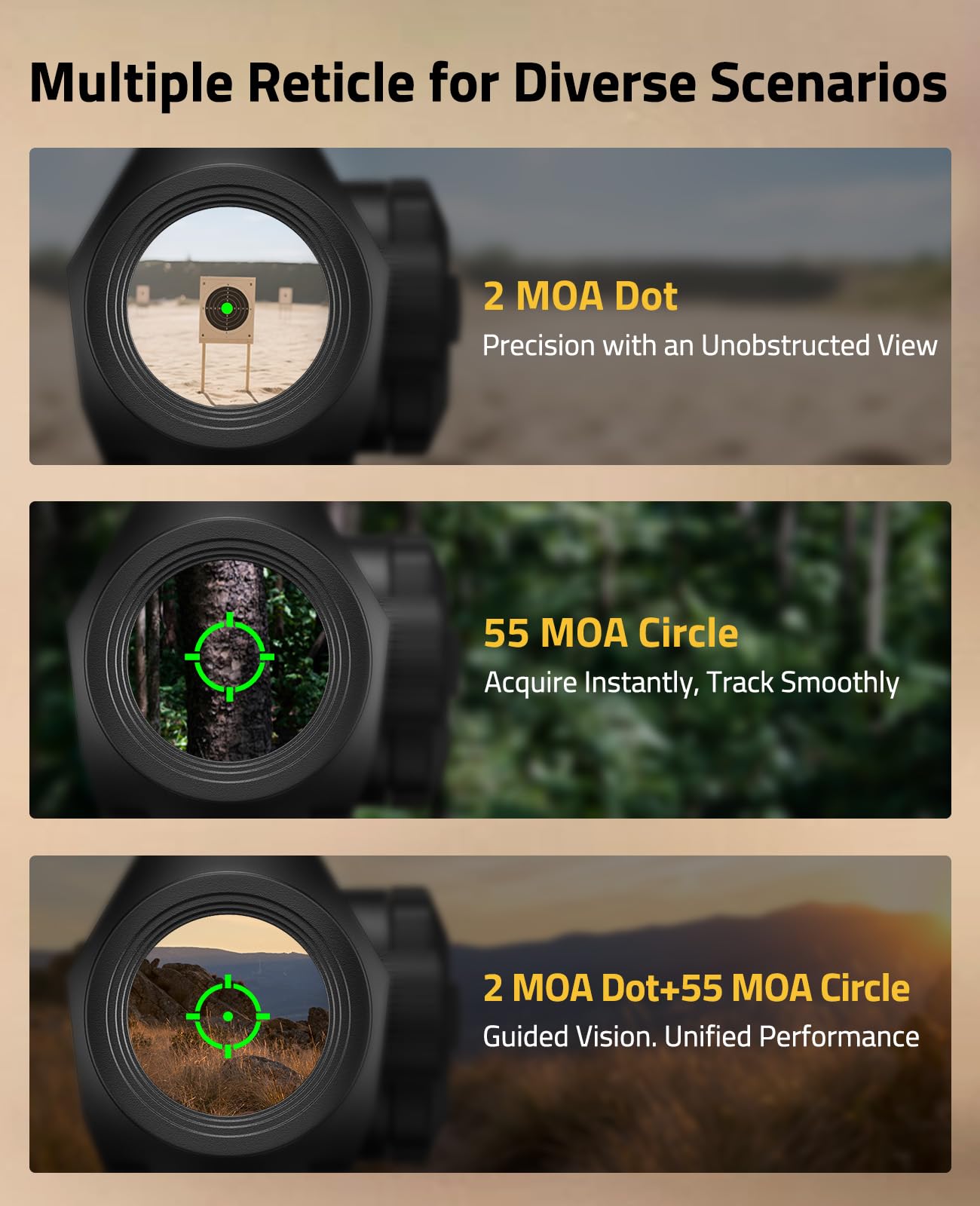 CVLIFE Multi-Reticle Red/Green Dot Sight & 3X Magnifier Combo
