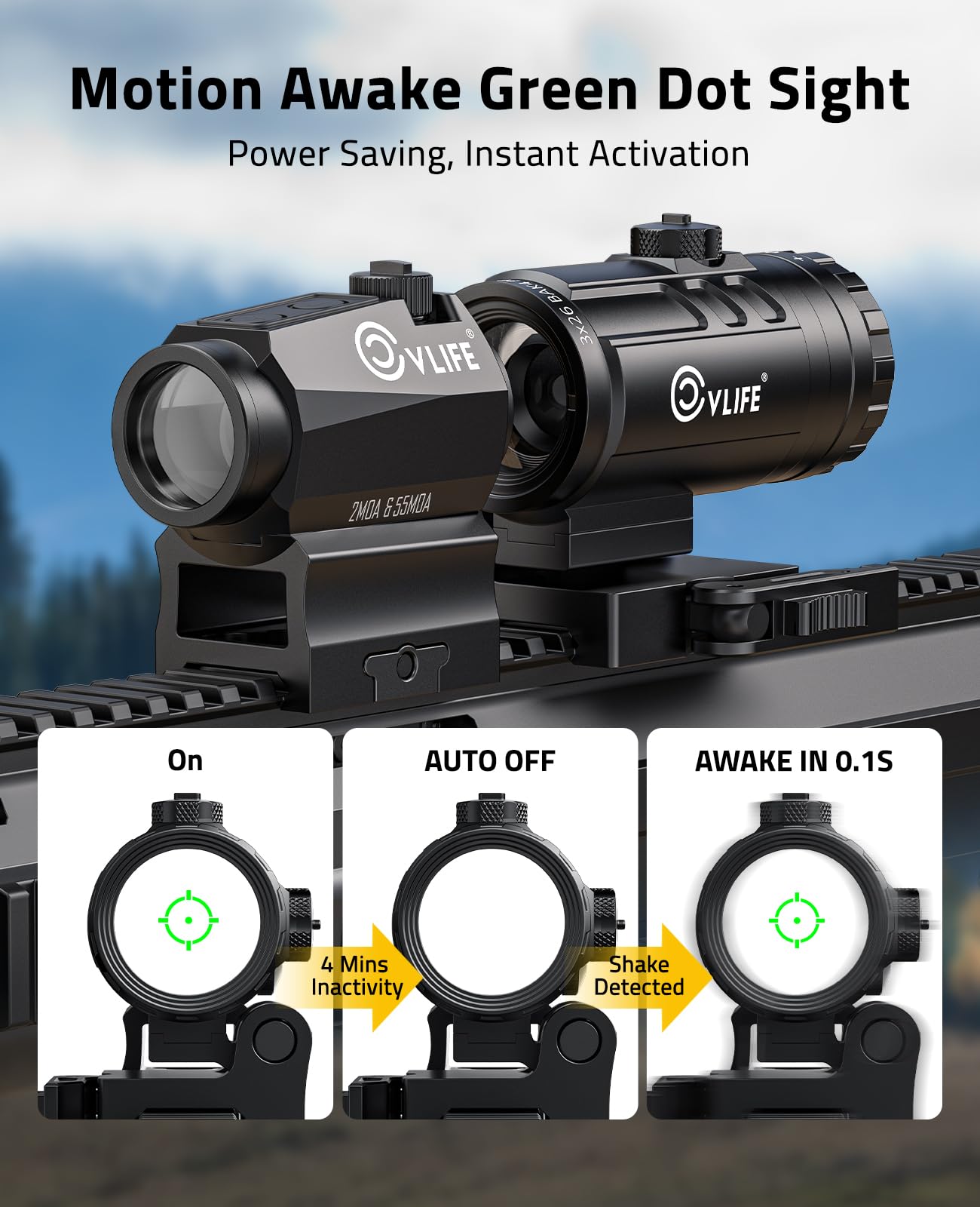 CVLIFE Multi-Reticle Red/Green Dot Sight & 3X Magnifier Combo