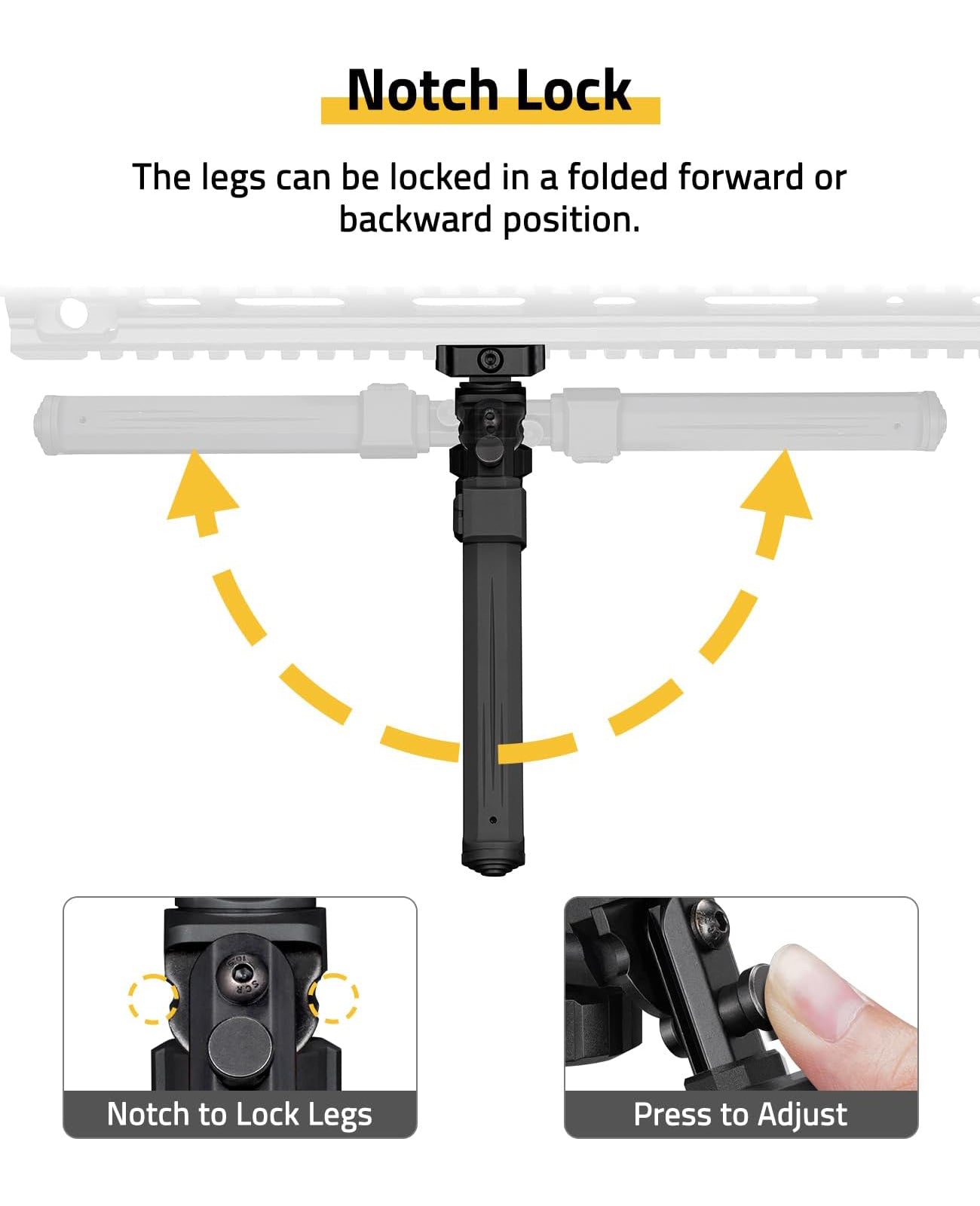 CVLIFE Picatinny Rifle Bipod Adjustable Rotation 360 Degrees