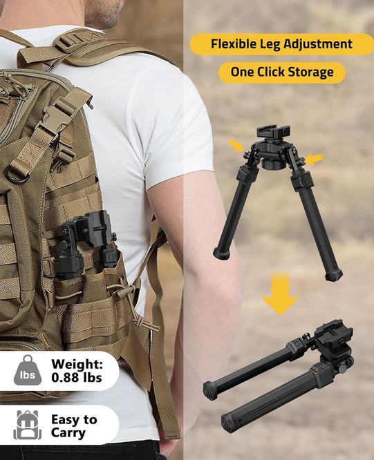 CVLIFE Picatinny Rifle Bipod Adjustable Rotation 360 Degrees