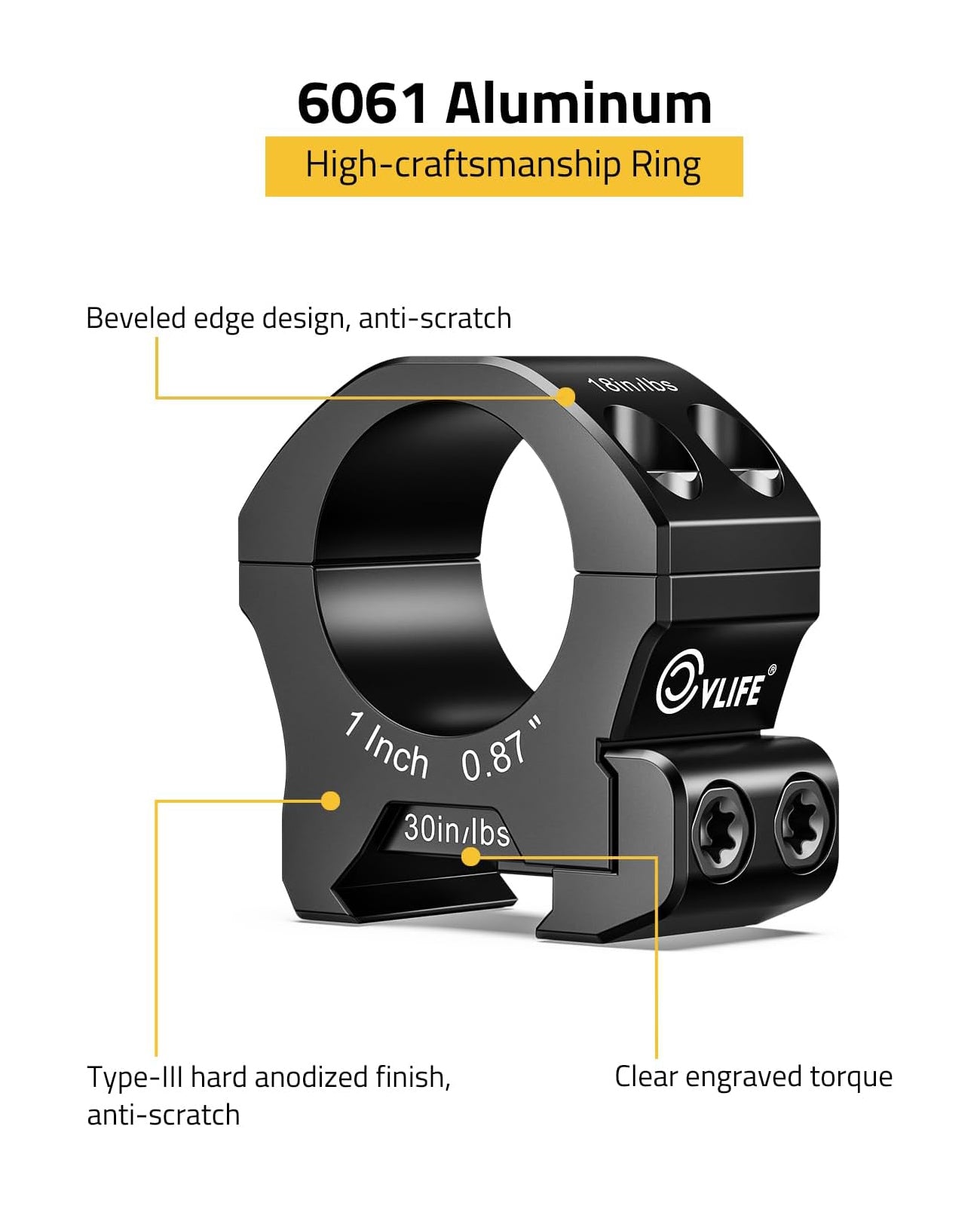 CVLIFE Precision 1 Inch Scope Rings Mount - 2 Pieces