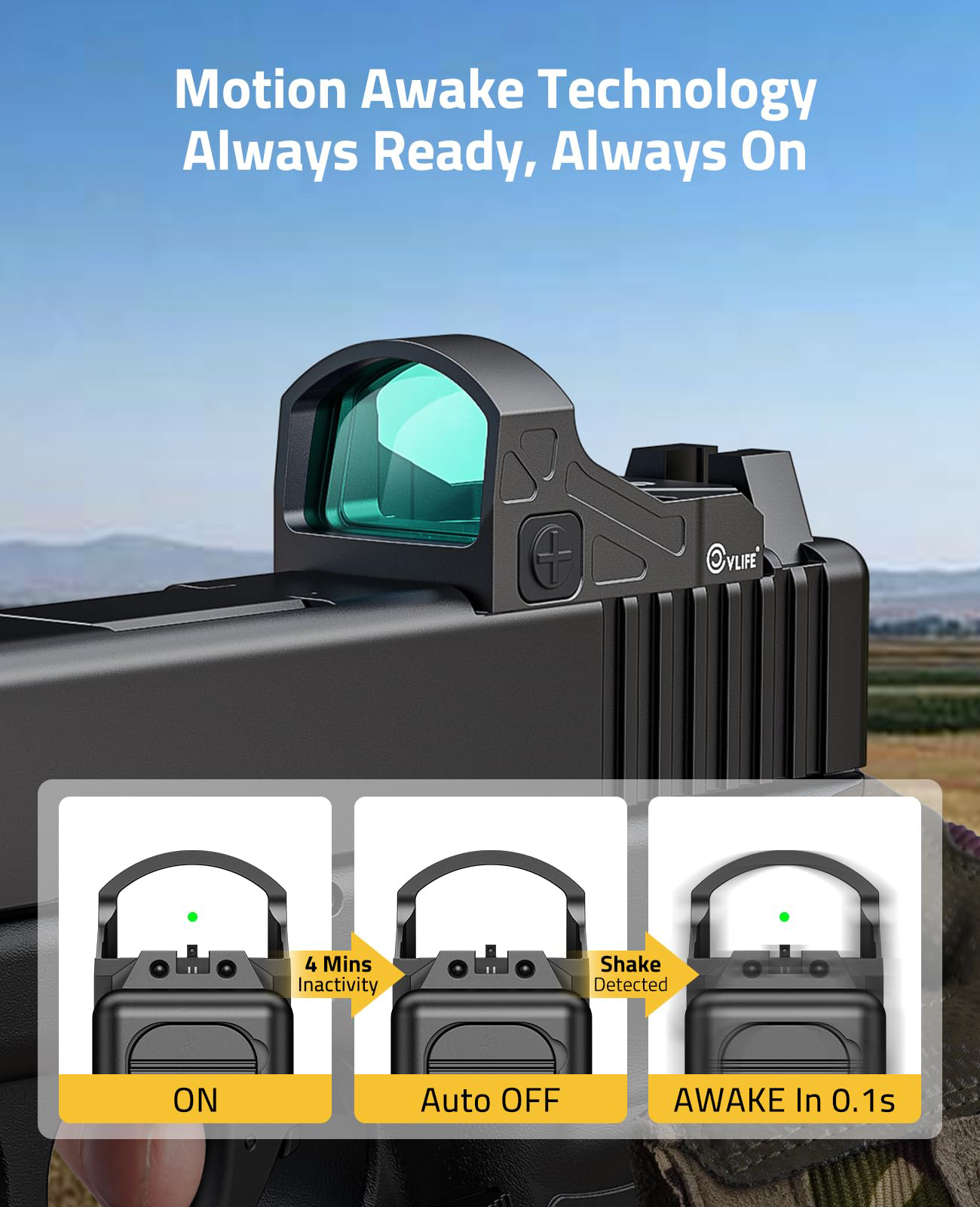 CVLIFE WolfCloak X03 Motion Awake Green Dot Sight for RMR - Global