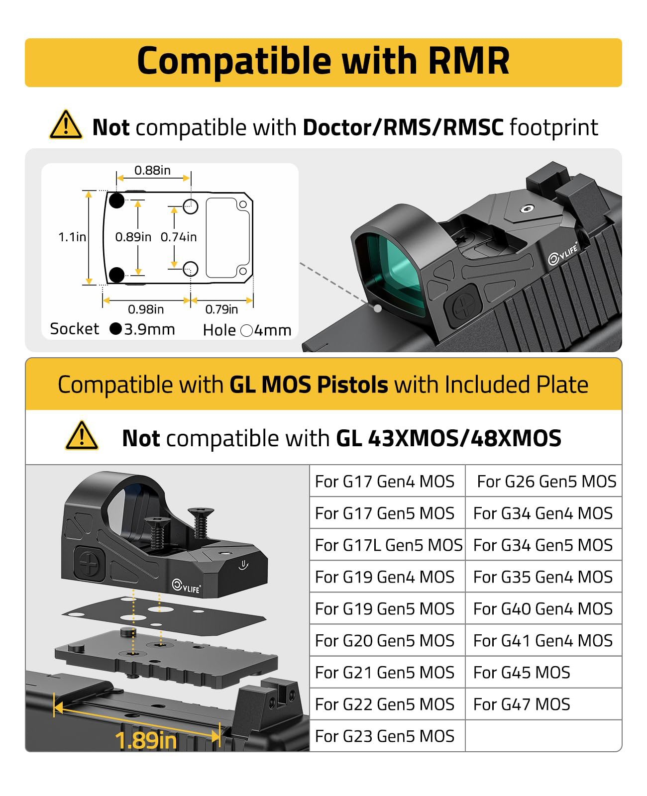 CVLIFE WolfCloak X03 Motion Awake Green Dot Sight for RMR - Global