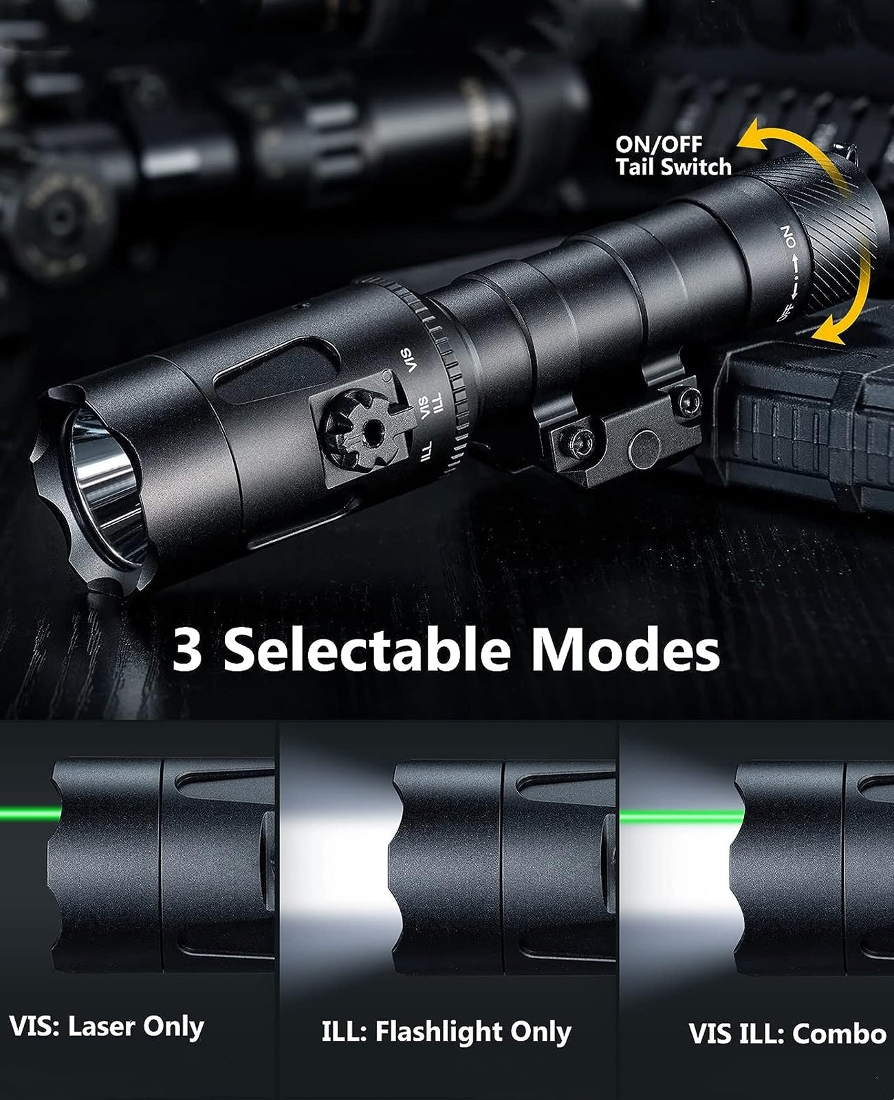 CVLIFE 1680 Lumens Laser Light Combo Tactical Flashlight for Picatinny