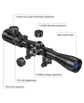 CVLIFE FoxSpook 3-9x40 Rifle Scope Red & Green Illuminated Optical Sco