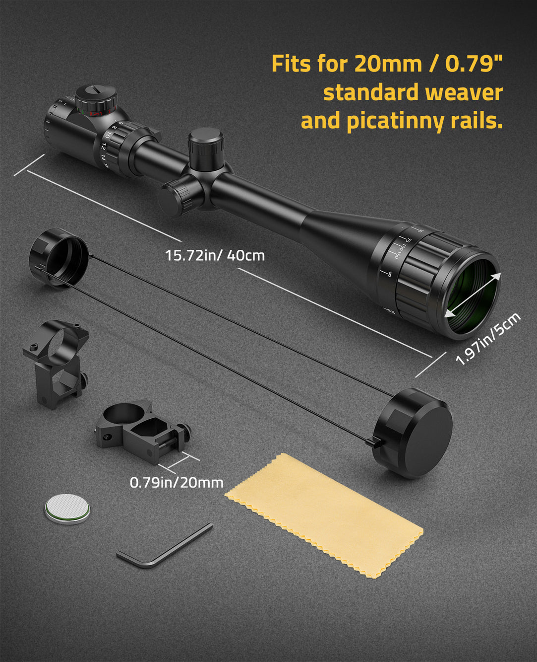 CVLIFE FoxSpook 6-24x50 AOE Riflescope Red and Green Illuminated Scope