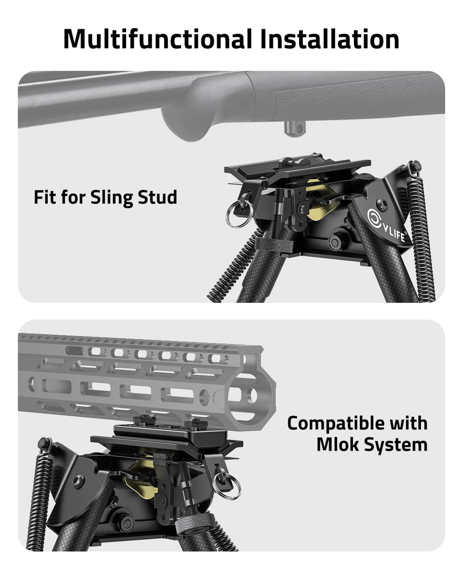 CVLIFE 6-9 Inches Rifle Bipod Pivot Tilting Bipods Compatible with Mlo