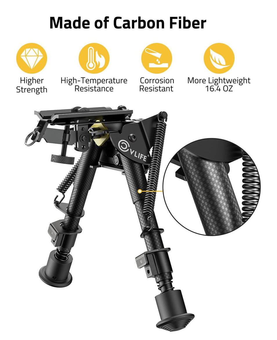 CVLIFE 6-9 Inches Rifle Bipod Pivot Tilting Bipods Compatible with Mlo