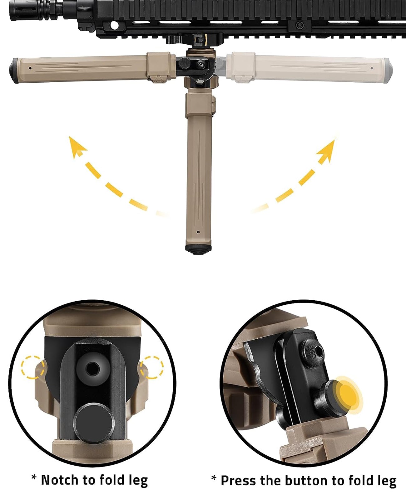 CVLIFE 7.5-10.6 Inches Quick Release Rifle Bipod - Global