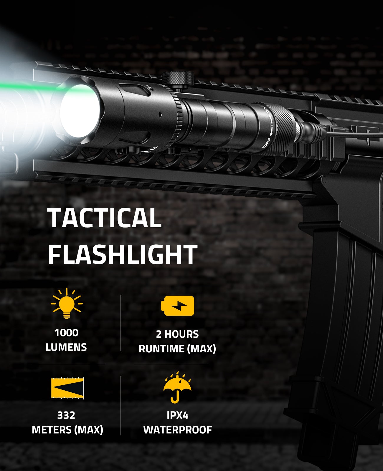CVLIFE Rifle Light Green Laser Light Combo 1000 Lumens Flashlight