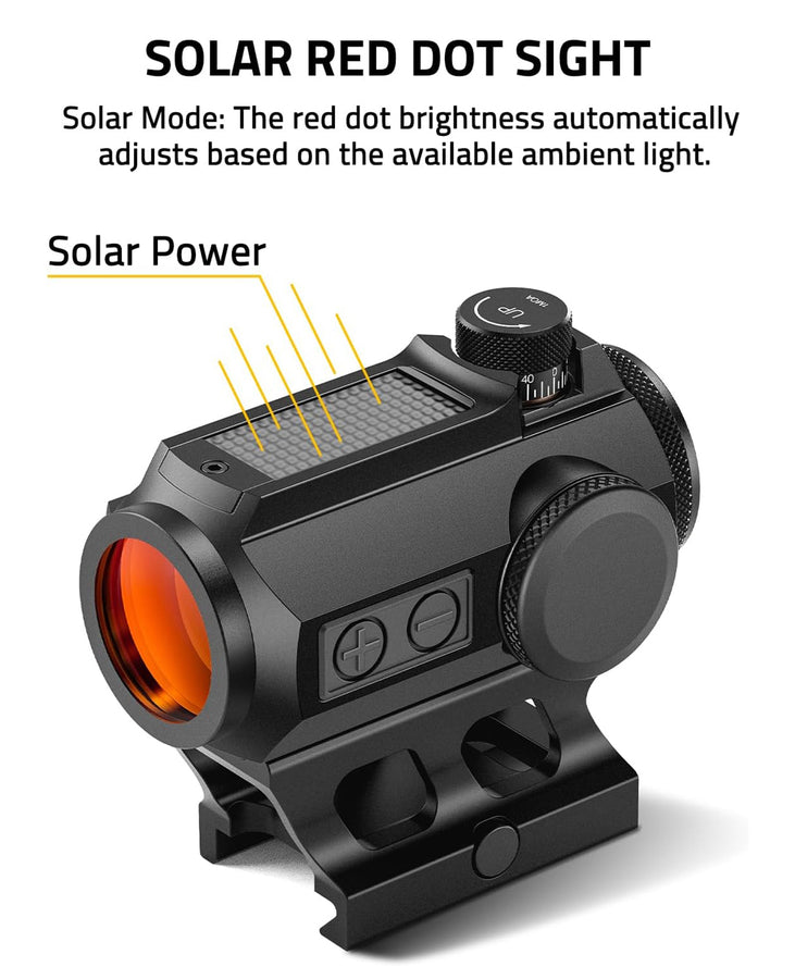 CVLIFE EagleFeather Solar Red Dot Sight 2 MOA Shake to Awake Solar Sig